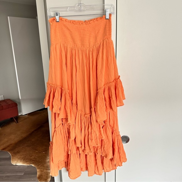 Free People | Skirts | Free People Cascading High Waist Ruffle Midi ...